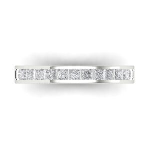 clara pucci 0.84 ct brilliant princess cut clear simulated diamond 14k white gold wedding engagement designer anniversary ring band sz 7