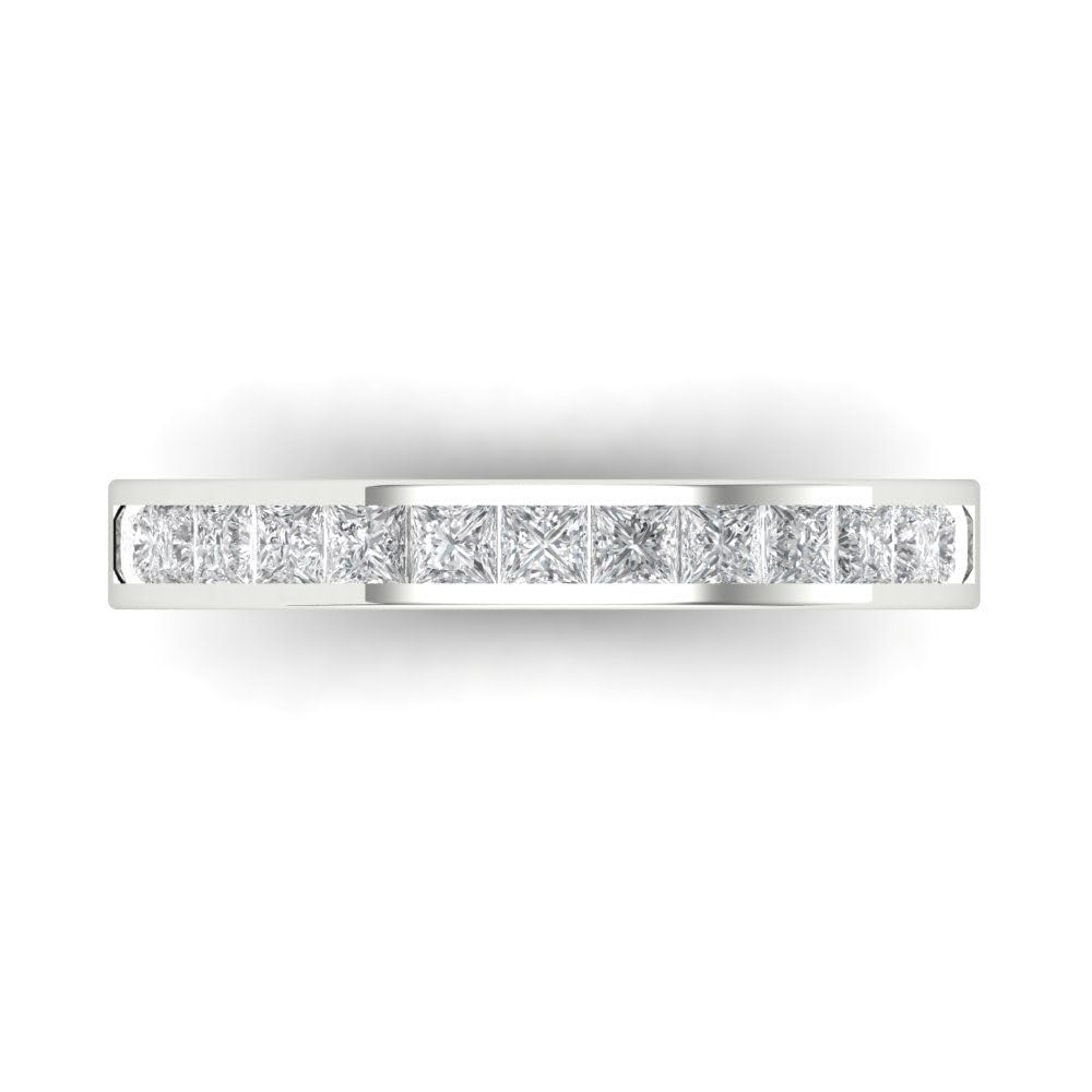 Clara Pucci 0.84 ct Brilliant Princess Cut Clear Simulated Diamond 14k White Gold Wedding Engagement Designer Anniversary Ring Band Sz 7