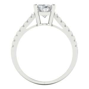 2.21 Ct Oval Cut Clear Simulated Diamond 14K White Gold Solitaire with Accents Engagement Anniversary Ring Size 5.25