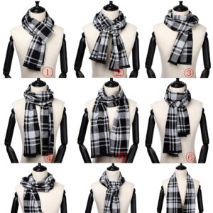 sy soul young Long Cotton Scarf for Men - Warm Fringe Plaid Scarves With Luxurious Gift Box(Burgendy)