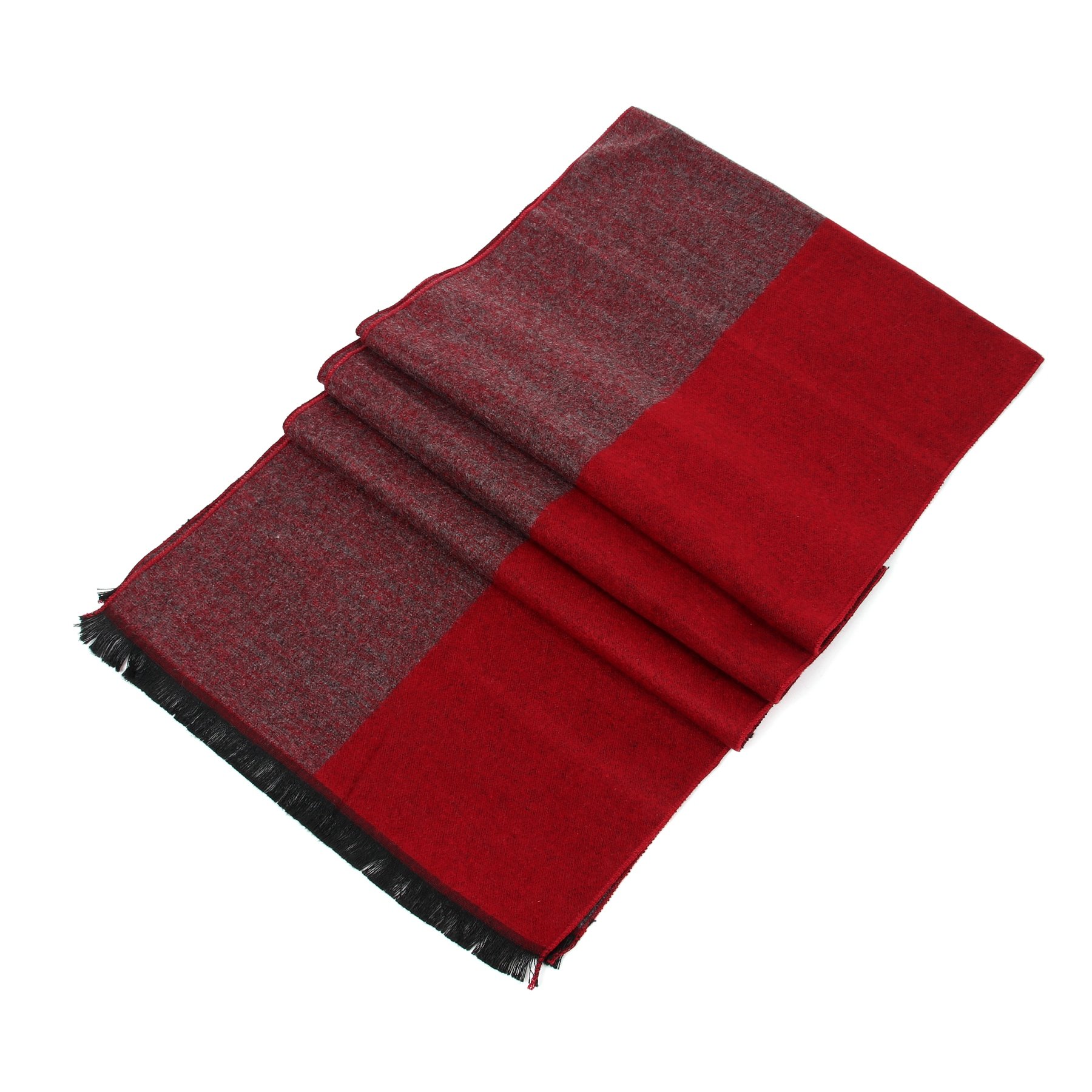 sy soul young Long Cotton Scarf for Men - Warm Fringe Plaid Scarves With Luxurious Gift Box(Burgendy)