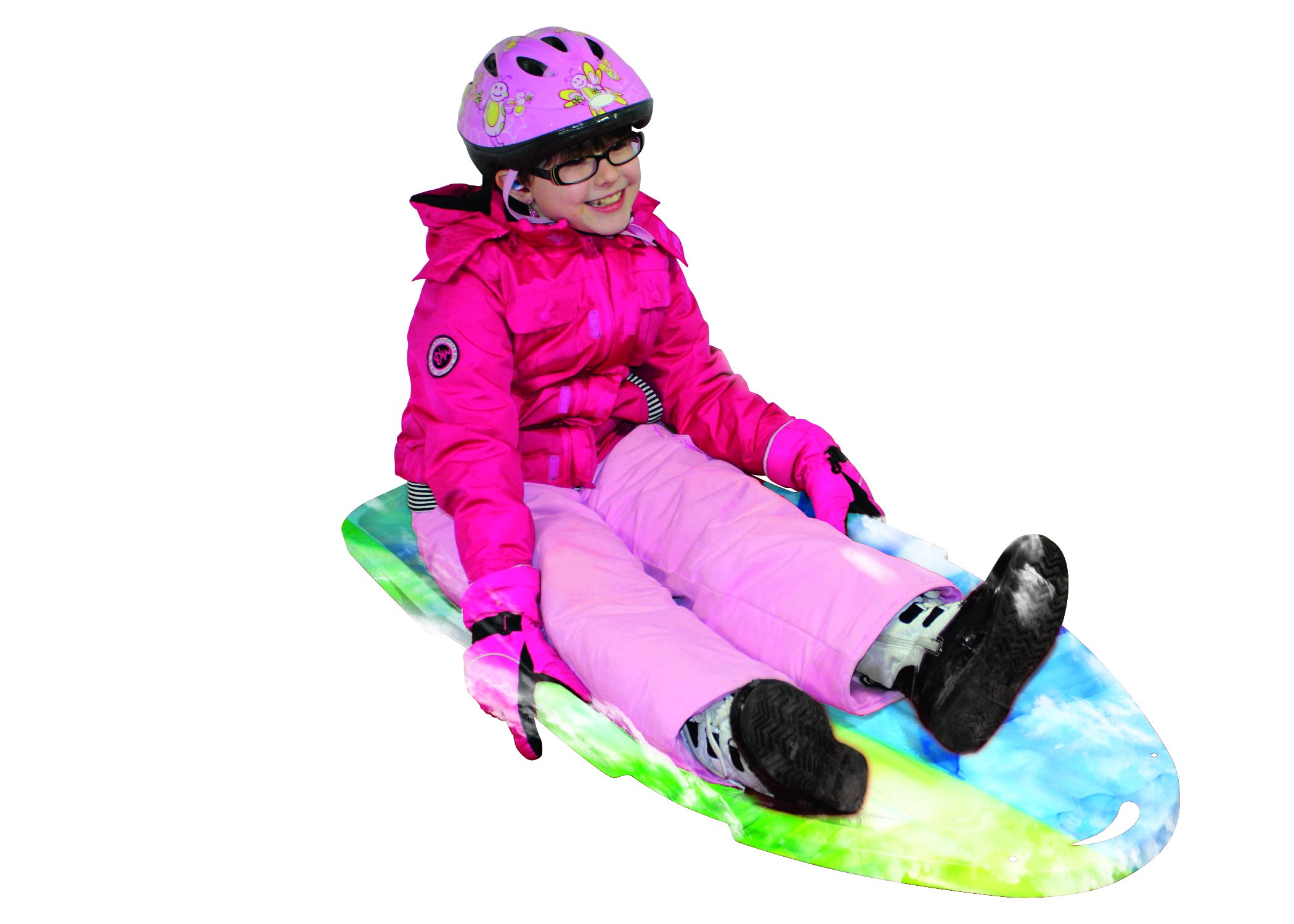 ESP 48" Day Glow Sno Cruiser Toboggan – Two-Rider Sled – Tough Polyresin, Diamond-Polished Bottom – Neon Tie Dye