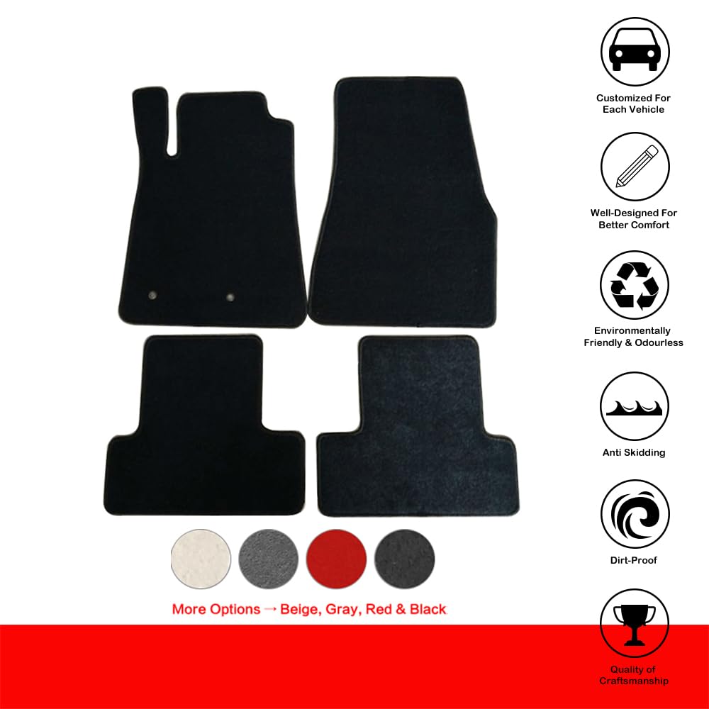 Floor Mats Compatible with 2005-2009 FORD MUSTANG, Nylon Black Front Rear Carpet by IKON MOTORSPORTS, 2006 2007 2008