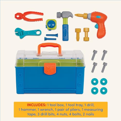 Battat – Kids Tool Set – Pretend Construction Toys – Durable Toy Tools – Toddler Tool Box – Busy Builder Tool Box- 3 Years +