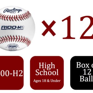 Rawlings | NFHS NOCSAE High School Game Baseballs | R100-H2 | Game/Practice Use | 12 Count