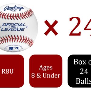 Rawlings | Official League Recreational Use Practice Baseballs | Youth/8U | R8U | Bucket | 24 Count (Pack of 1)