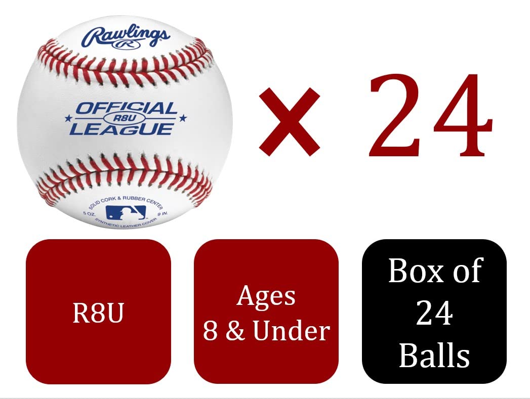 Rawlings | Official League Recreational Use Practice Baseballs | Youth/8U | R8U | Bucket | 24 Count (Pack of 1)