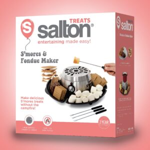 Salton Electric S'Mores Maker - Perfect Gift for Date Night - Temperature Control, 4 Lazy Susan Trays & 4 Roasting Skewers Included