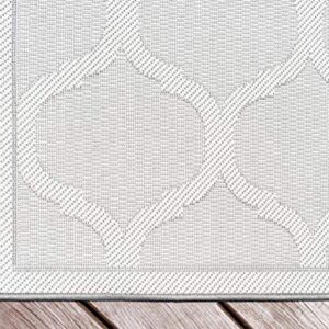 Unique Loom Outdoor Trellis Collection Area Rug - Moroccan (6' 1" x 9' Rectangle, Gray/ Silver)