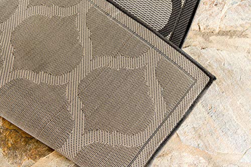 Unique Loom Outdoor Trellis Collection Area Rug - Moroccan (6' 1" x 9' Rectangle, Gray/ Silver)