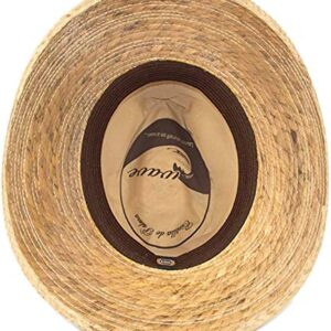 Big Wide Brim Natural Palm Leaf Straw Cuban Gaucho Fedora UPF Sun Hat Flex Fit