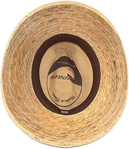 Big Wide Brim Natural Palm Leaf Straw Cuban Gaucho Fedora UPF Sun Hat Flex Fit