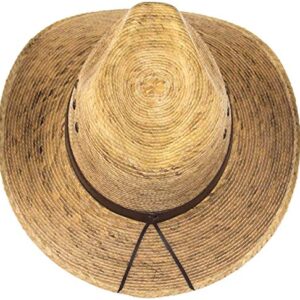 Big Wide Brim Natural Palm Leaf Straw Cuban Gaucho Fedora UPF Sun Hat Flex Fit