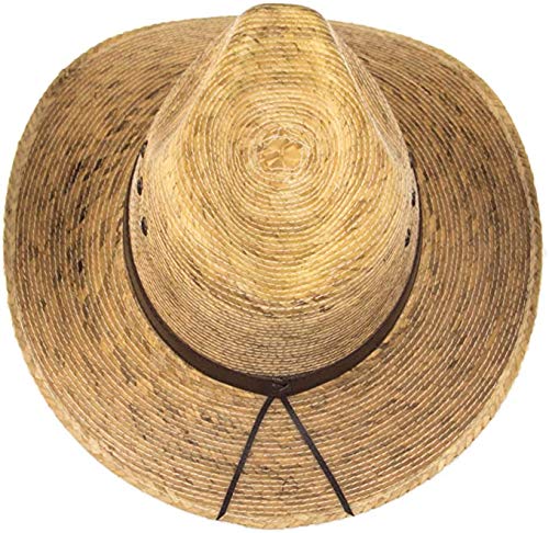 Big Wide Brim Natural Palm Leaf Straw Cuban Gaucho Fedora UPF Sun Hat Flex Fit