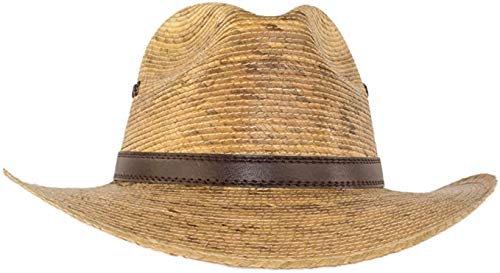 Big Wide Brim Natural Palm Leaf Straw Cuban Gaucho Fedora UPF Sun Hat Flex Fit