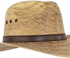 Big Wide Brim Natural Palm Leaf Straw Cuban Gaucho Fedora UPF Sun Hat Flex Fit