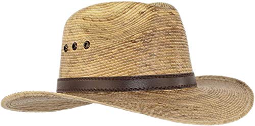 Big Wide Brim Natural Palm Leaf Straw Cuban Gaucho Fedora UPF Sun Hat Flex Fit