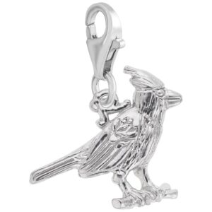 sterling silver cardinal charm with lobster claw clasp, charms for bracelets and necklaces