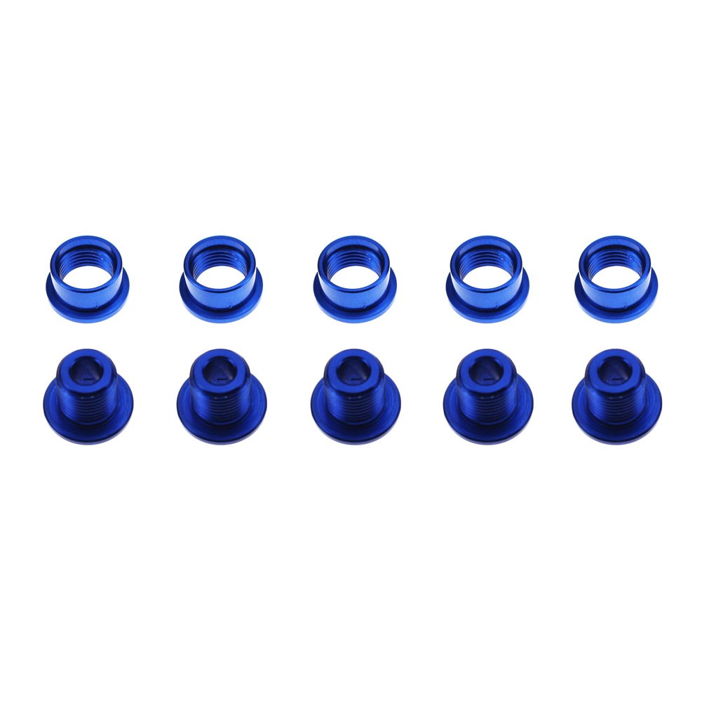 CYSKY Single Chainring Bolts 5 Pack M8 Single Short Chain Ring Bolts Fit for Road Bike, Mountain Bike, BMX, MTB, Fixie (Aluminum Alloy, CNC, Blue)