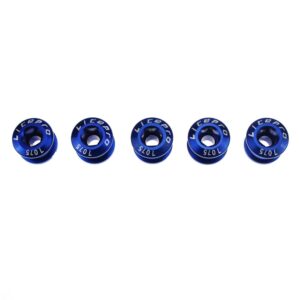 CYSKY Single Chainring Bolts 5 Pack M8 Single Short Chain Ring Bolts Fit for Road Bike, Mountain Bike, BMX, MTB, Fixie (Aluminum Alloy, CNC, Blue)