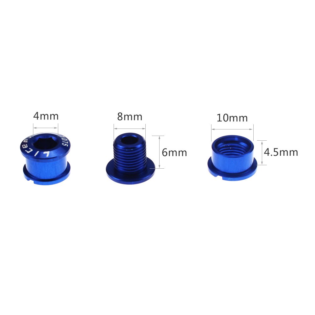 CYSKY Single Chainring Bolts 5 Pack M8 Single Short Chain Ring Bolts Fit for Road Bike, Mountain Bike, BMX, MTB, Fixie (Aluminum Alloy, CNC, Blue)