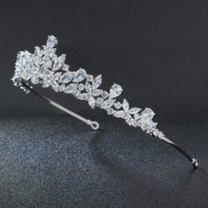 SEPBRIDALS Cubic Zirconia CZ Wedding Bride Crown Tiara Headband Hair Jewelry Accessories HG0056