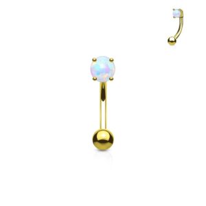 eybrow ring christina vertical hood vch jewelry genital piercing 7/16"-16g (gold opal)