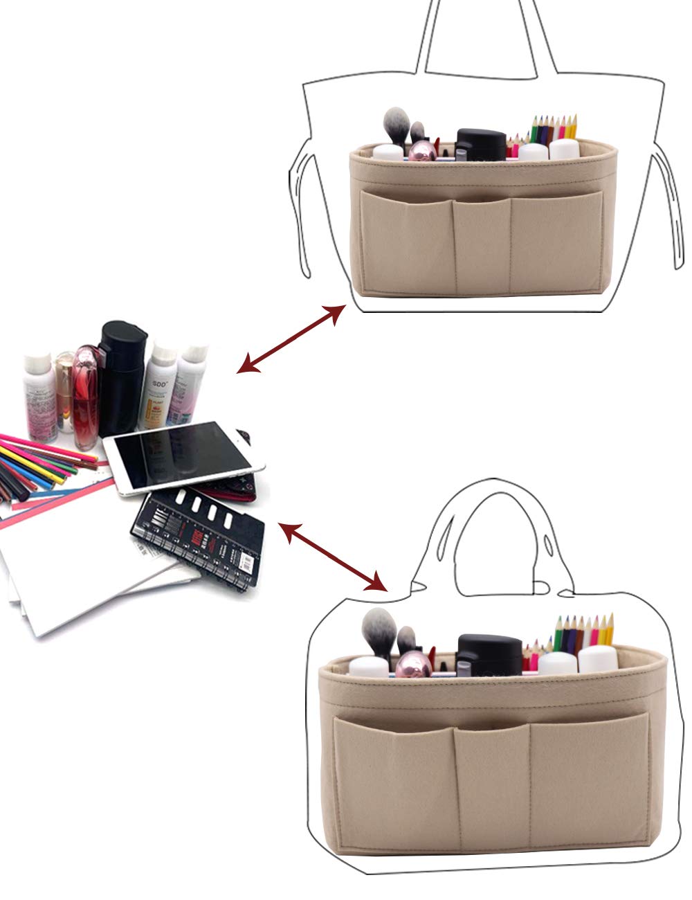 LEXSION Felt Insert Bag Organizer Bag In Bag For Handbag Purse Organizer Fits Speedy Neverful