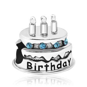 jmqjewelry 2024 birthstone birthday cake march mother son charm for bracelet women men jewelry valentine mom daughter sister grandma