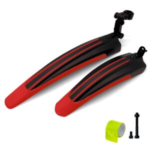 silfrae adjustable standard 26 inch mountain bike splash guard bike fenders set front and rear (red)