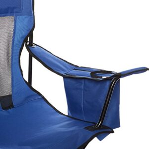 Amazon Basics Portable Camping Chair with 4-Can Cooler, Side Pocket, Cup Holder, and Carry Bag, Collapsible for Camping, Tailgates, Beach, and Sports, Large, Mesh Back, Blue