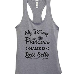 Funny Disney Inspired Tanks - My Disney Princess Name is Taco Belle Royaltee Party Shirts (2XL, Grey)