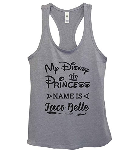 Funny Disney Inspired Tanks - My Disney Princess Name is Taco Belle Royaltee Party Shirts (2XL, Grey)