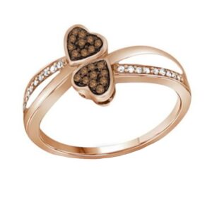 Brandy Diamond® Chocolate Brown 10k Rose Gold Double My Love Heart Promise Ring 1/10 Ctw. (6)