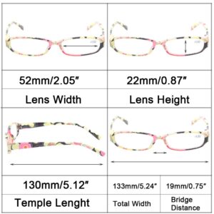 Kerecsen Reading Glasses 4 Fashion Women Eyeglasses With Floral Design Classic Spring Hinge Readers (2.00, 4 Pack Mix Color)