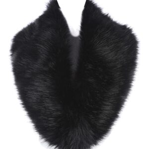 Lucky Leaf Women's Faux Fur Shawl Party Faux Fur Collar Fur Wraps for Winter Bridal Wedding Cover Up (Black, 100cm)