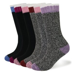 enerwear women's 6pack cotton hiking crew sock (9-11 / shoe: 5-9, mix color 7)