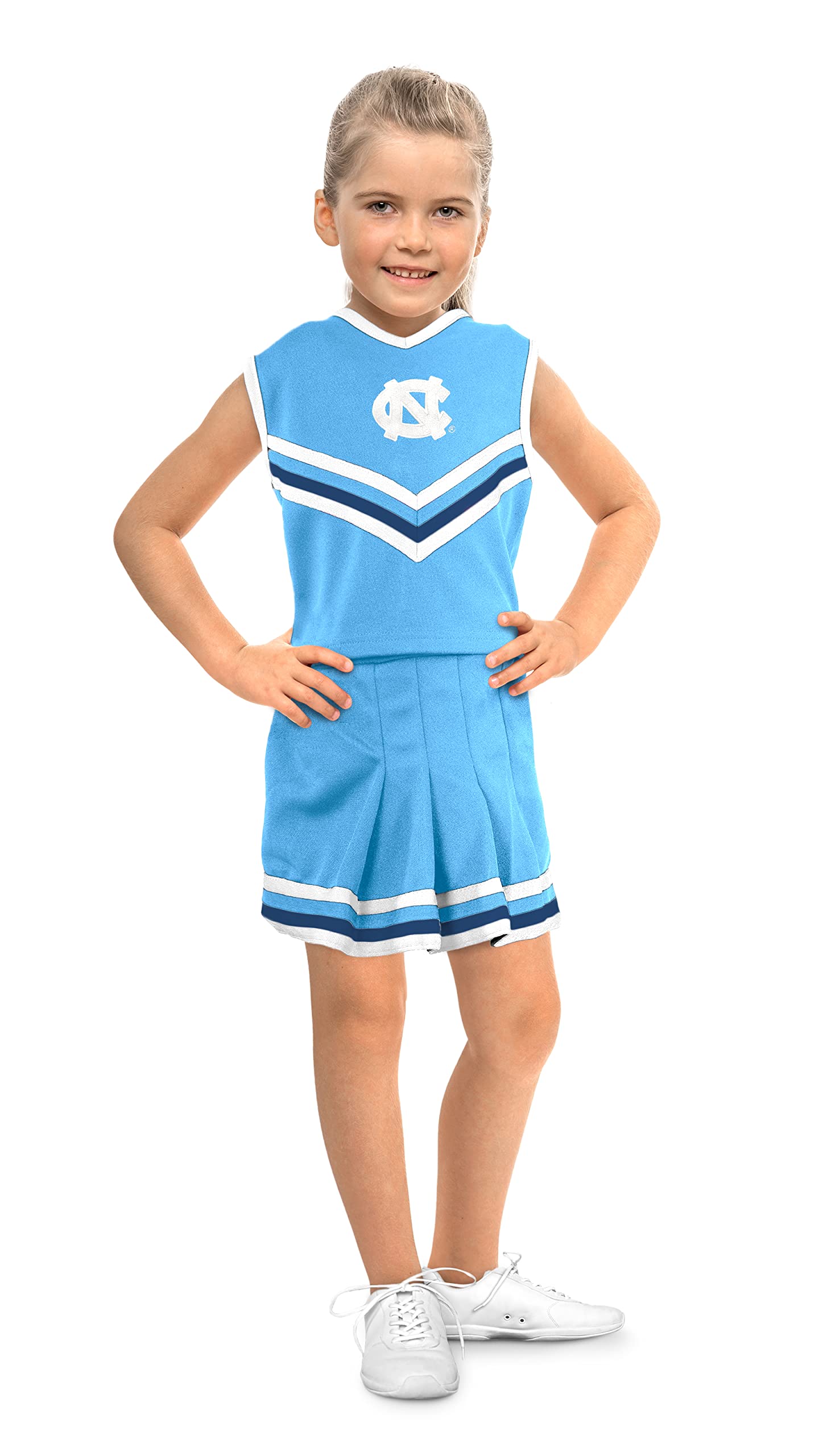 Little King NCAA Toddler/Youth Girls Team 2 Piece Cheer Dress-North Carolina Tar Heels-3T