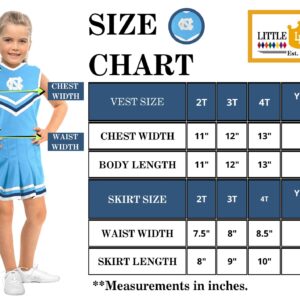 Little King NCAA Toddler/Youth Girls Team 2 Piece Cheer Dress-North Carolina Tar Heels-3T