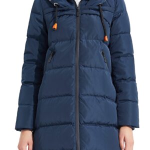 Orolay Women's Thickened Winter Down Coat Drawstring Hooded Puffer Jacket Navy L