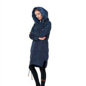 Orolay Women's Thickened Winter Down Coat Drawstring Hooded Puffer Jacket Navy L