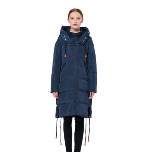 Orolay Women's Thickened Winter Down Coat Drawstring Hooded Puffer Jacket Navy L