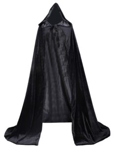 luckymjmy velvet renaissance medieval cloak cape lined with satin (large, black)