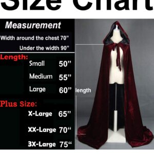 LuckyMjmy Velvet Renaissance Medieval Cloak Cape Lined with Satin (Large, Black)