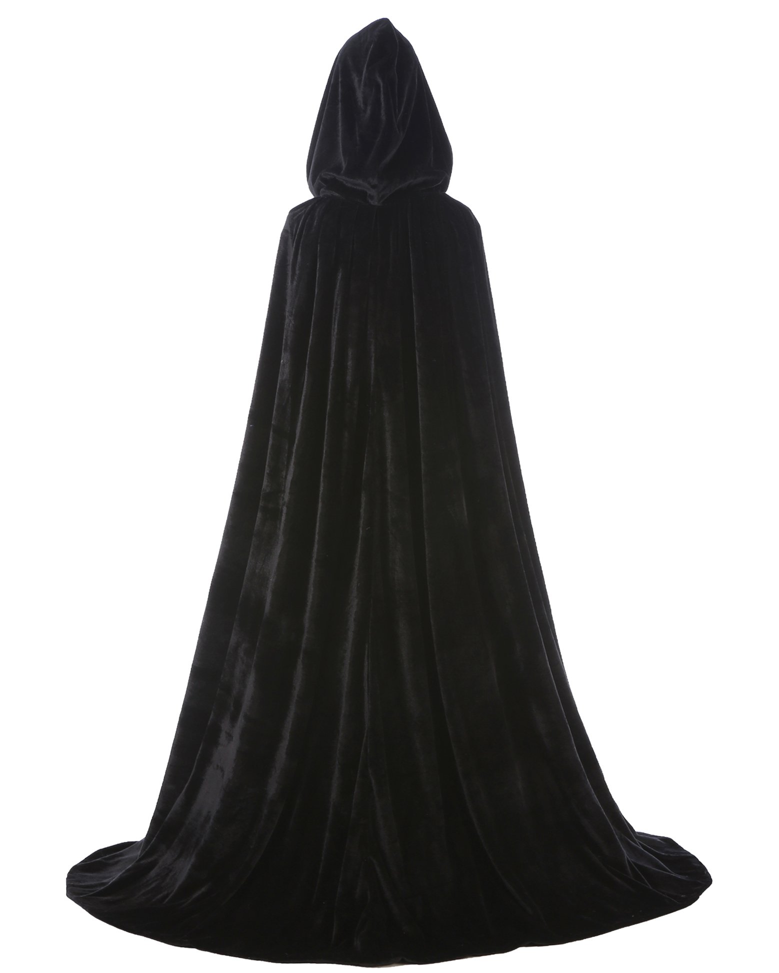 LuckyMjmy Velvet Renaissance Medieval Cloak Cape Lined with Satin (Large, Black)