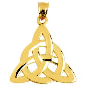 14k Yellow Gold Traditional Celtic Trinity Knot Charm Pendant