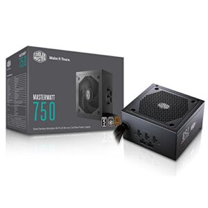 cooler master masterwatt 750 watt semi-fanless modular power supply, 80 plus bronze certified