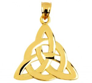 10k yellow gold traditional celtic trinity knot charm pendant