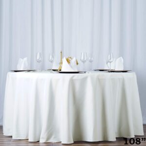 tableclothsfactory premium heavy duty ivory 108" round polyester tablecloth -wrinkle resistant