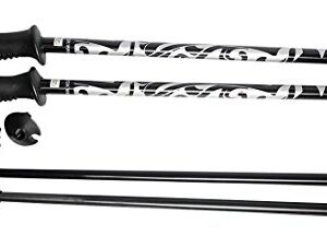 Ski Poles Downhill/Alpine Aluminum Black/Silver Ski Poles Pick Size Pair with Baskets 2023 Model (115cm/46)